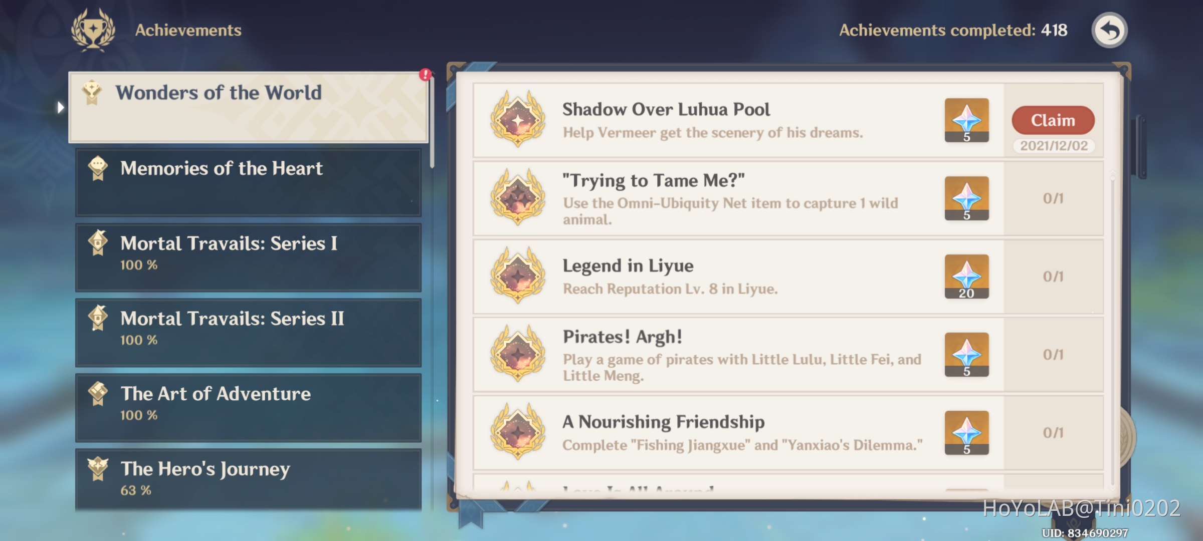 Shadow Over Luhua Pool Achievement Genshin Impact | HoYoLAB