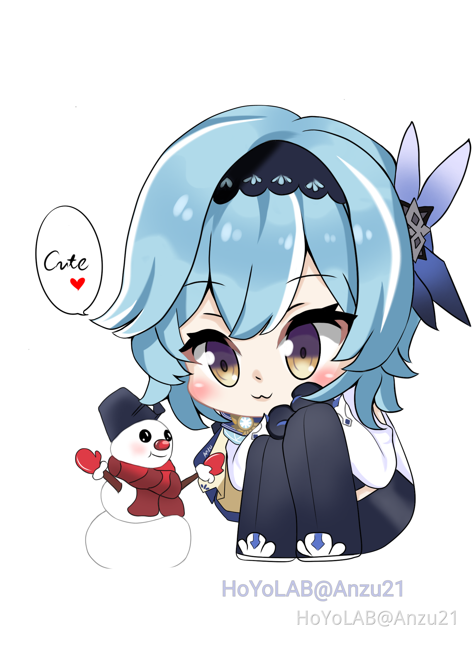 Eula and chibi snowman Genshin Impact | HoYoLAB