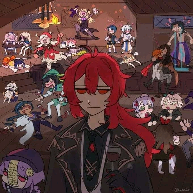 Diluc's everyday routine at tavern... ^_^ Genshin Impact | HoYoLAB