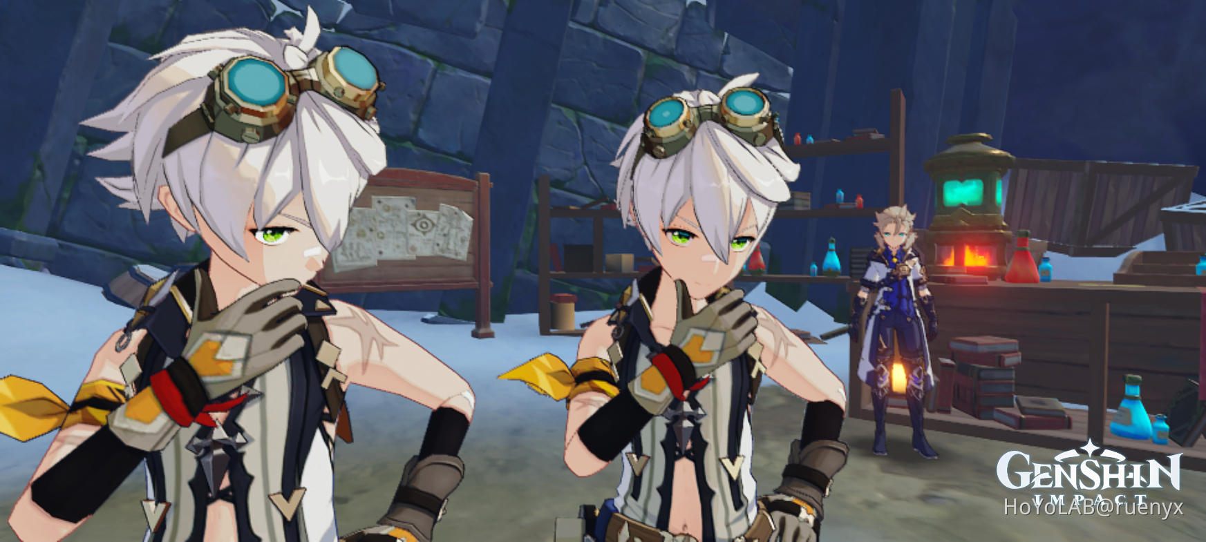 Albedo lookin sus in the background Genshin Impact | HoYoLAB