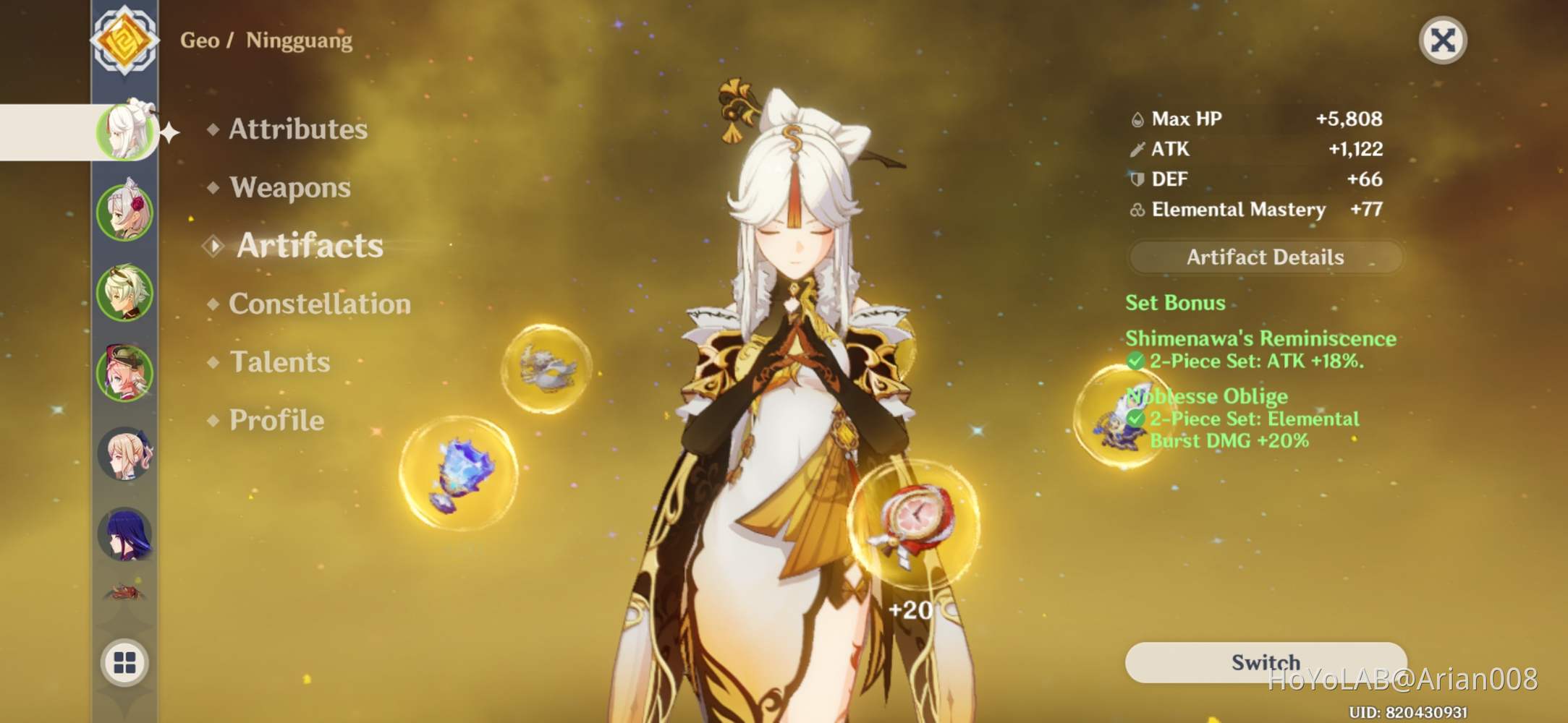 Ningguang artifact build recommendations Genshin Impact | HoYoLAB