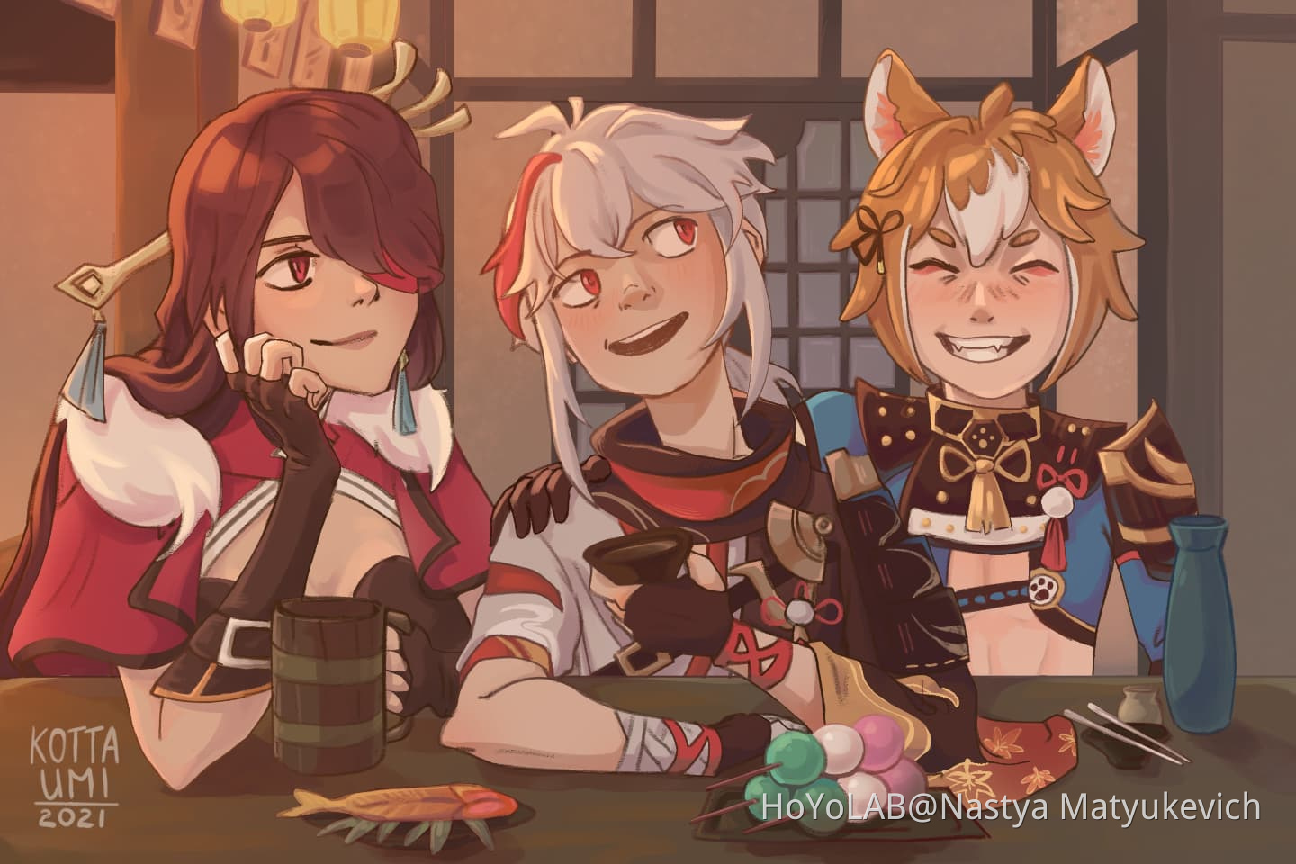 Kazuha with his close friends Genshin Impact | HoYoLAB