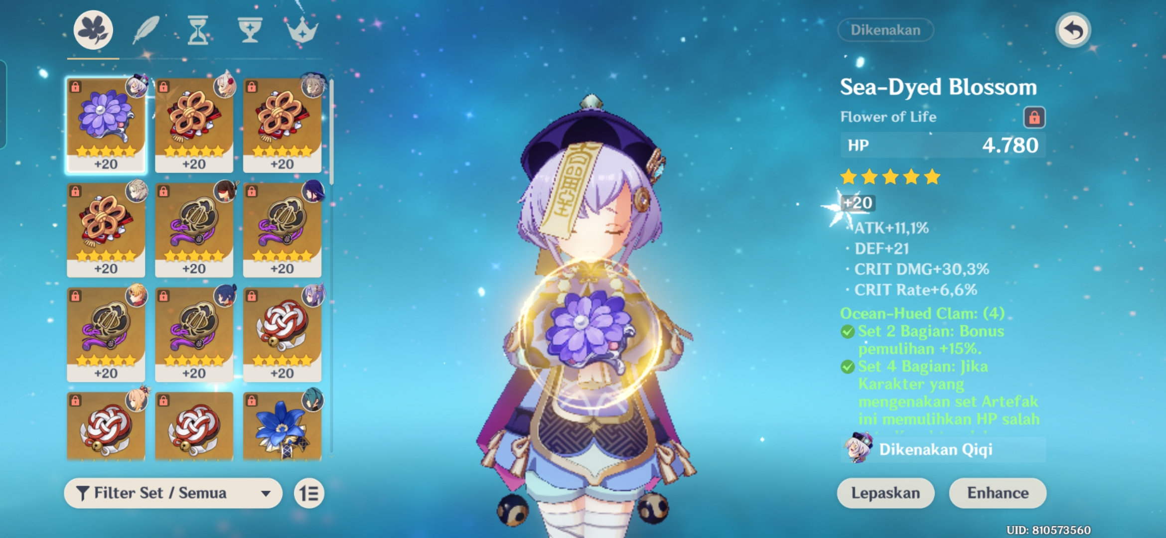 Artefak Ocean-Hued Clam Genshin Impact | HoYoLAB