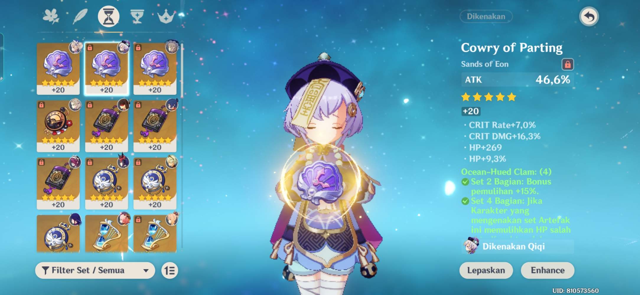 Artefak Ocean-Hued Clam Genshin Impact | HoYoLAB