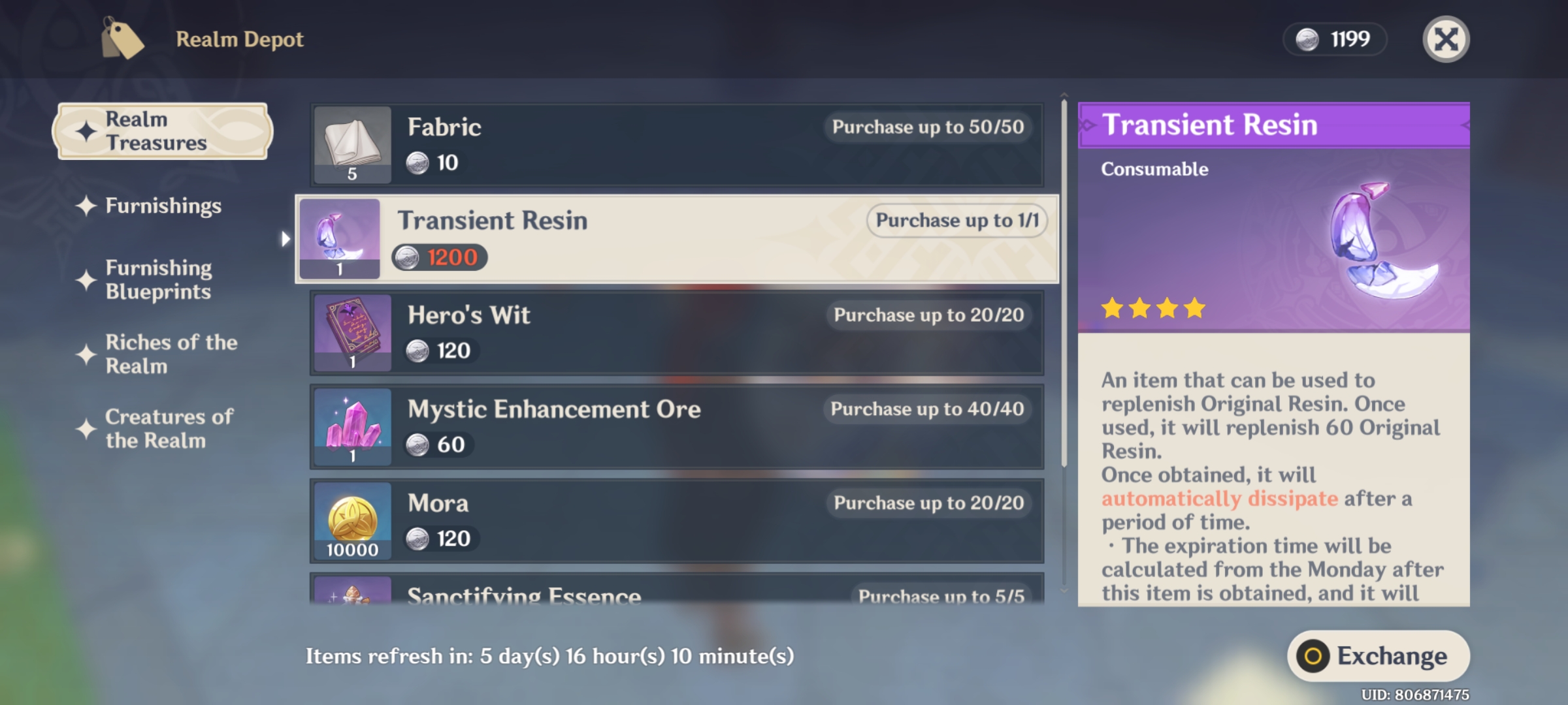 1199 realm currency Genshin Impact | HoYoLAB