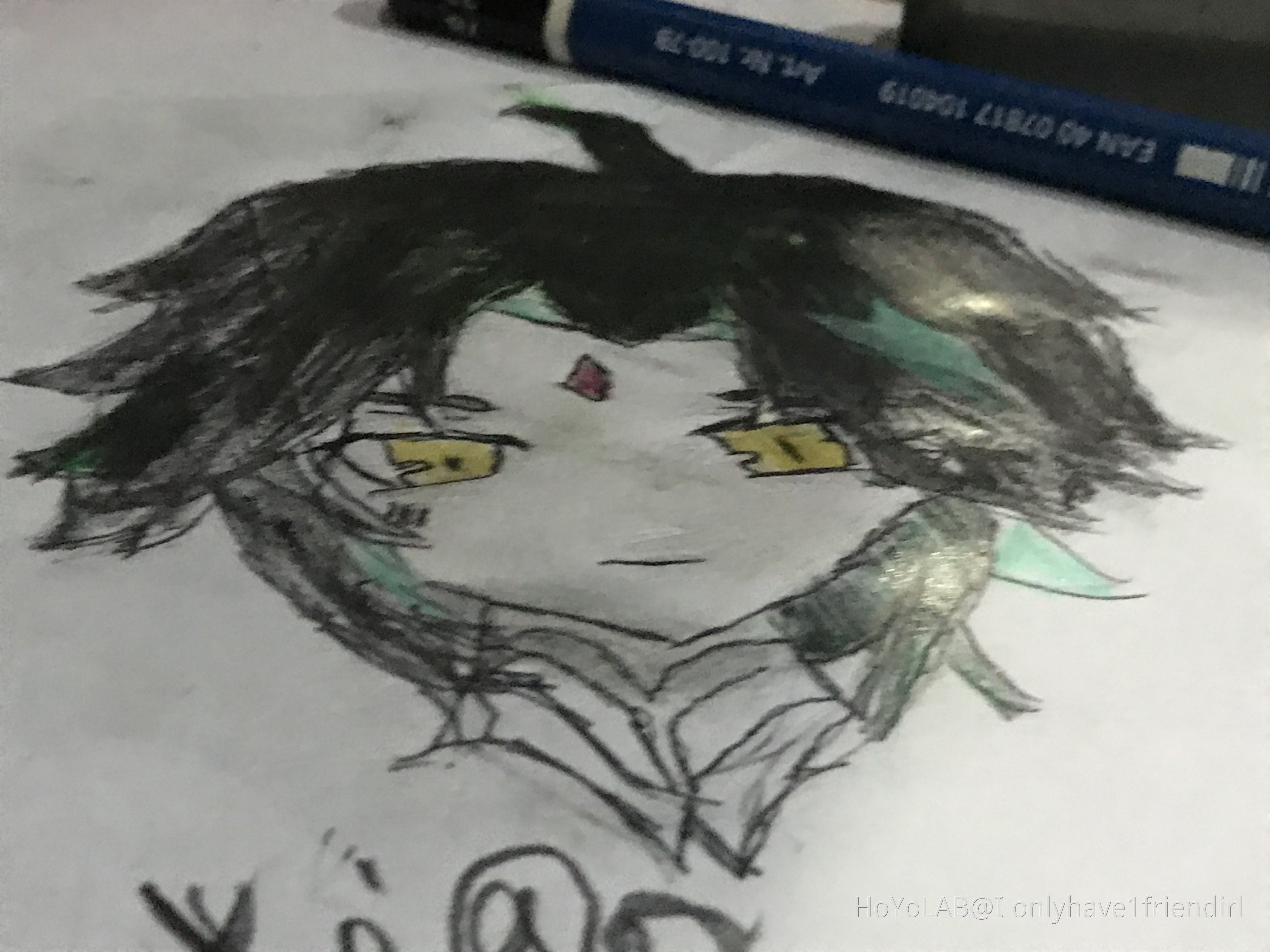 I finally finished my Xiao art work with colouring Genshin Impact | HoYoLAB