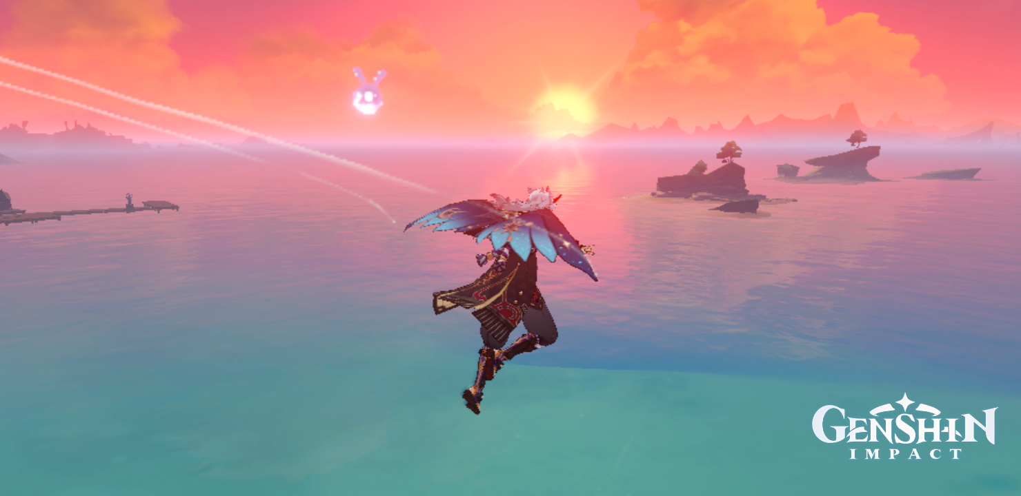 Towards the sunset with Itto, in pixelated Genshin Impact | HoYoLAB