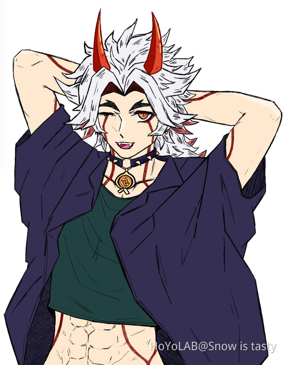 Arataki itto flat color | Genshin Impact | HoYoLAB