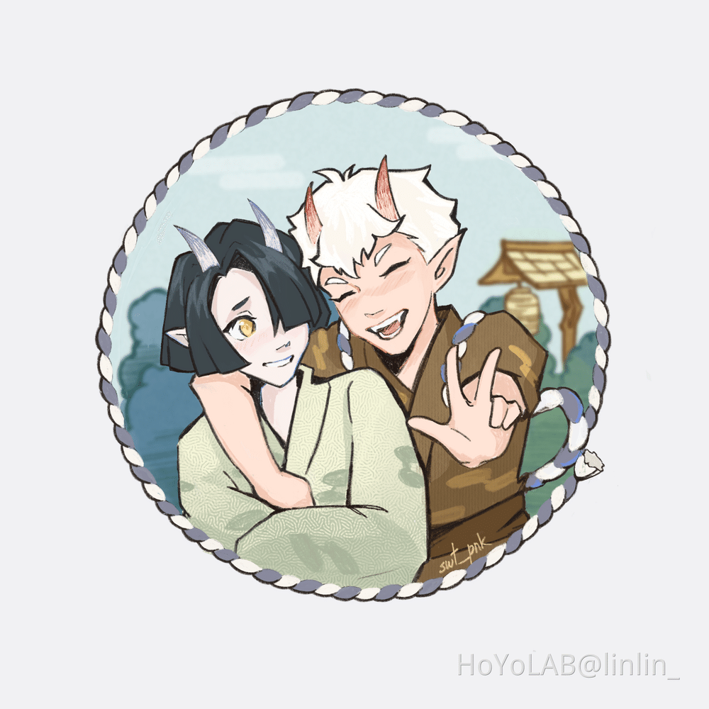 the blue oni and the crimson oni Genshin Impact | HoYoLAB