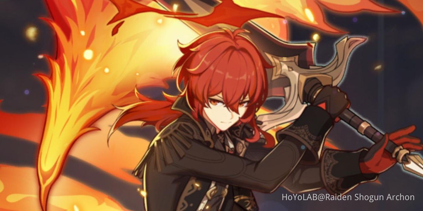 Diluc Burst using bloodtained greatsword Genshin Impact | HoYoLAB