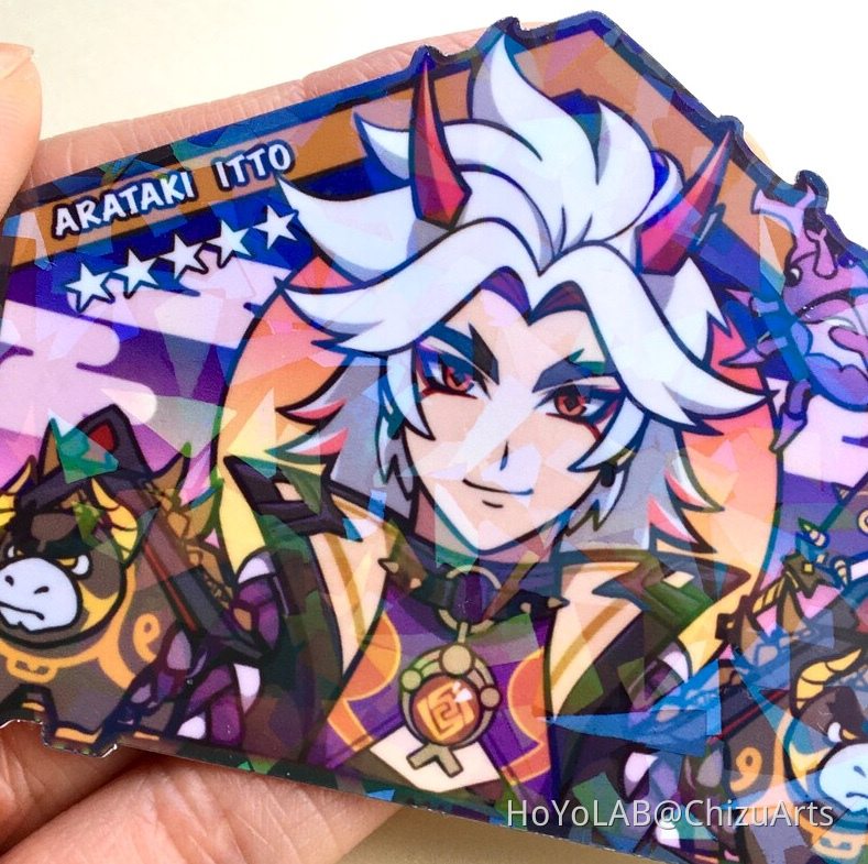 Arataki Itto the One and Oni Ema Inspired Holographic Sticker Genshin ...