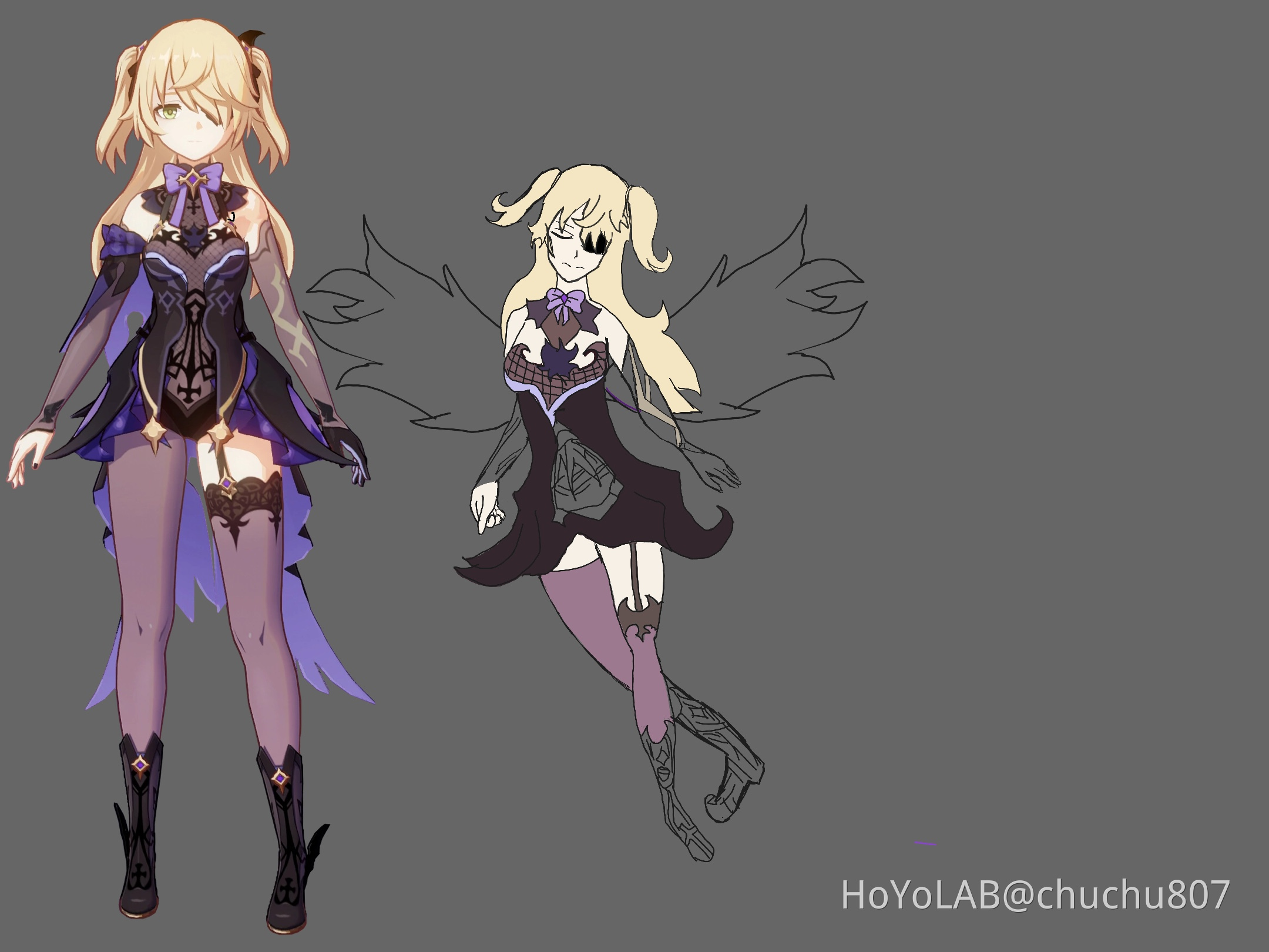 Unfinished drawing of Fischl Genshin Impact | HoYoLAB