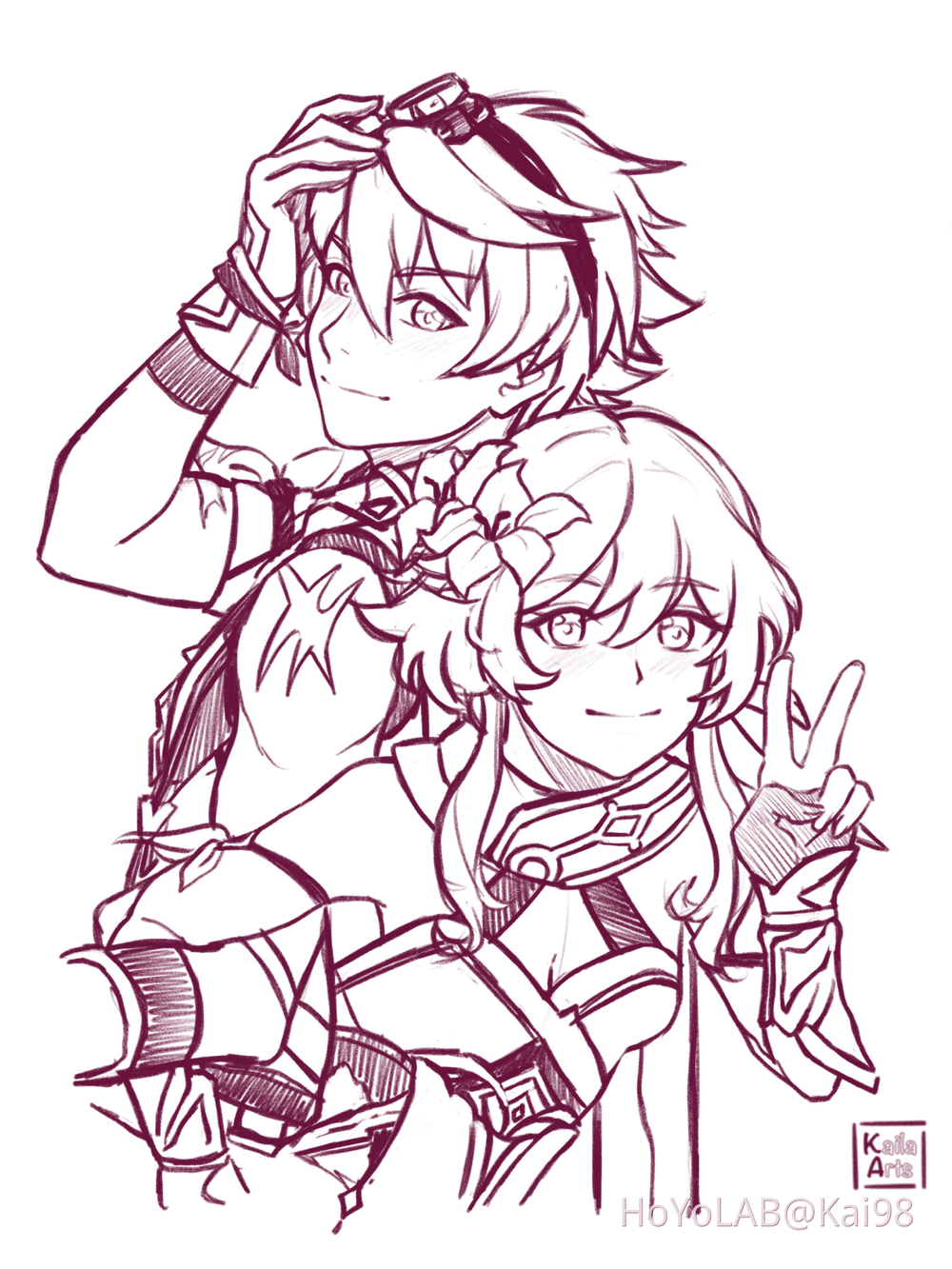 Bennett & Lumine sketch Genshin Impact | HoYoLAB