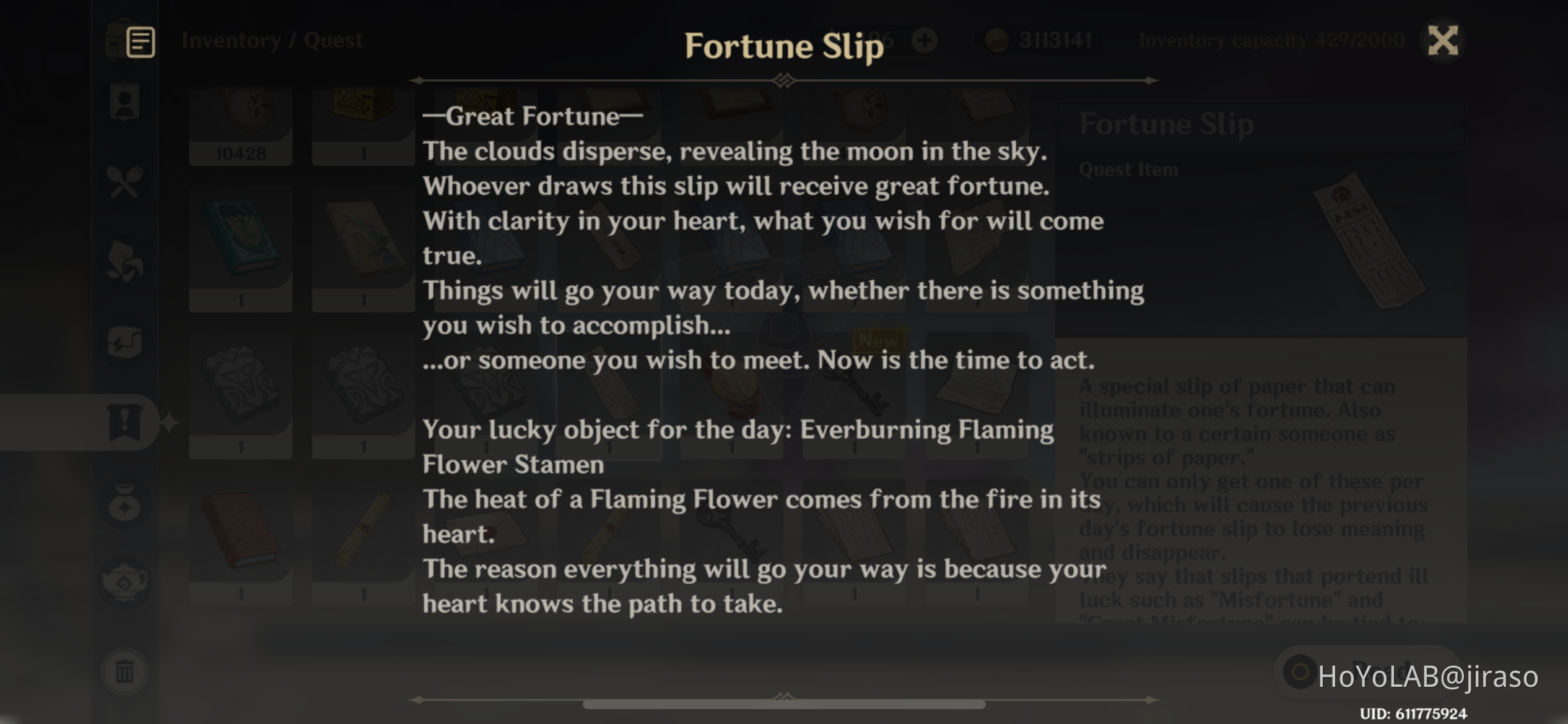 So seems like the fortune slips in inazuma do work.. O.O Genshin Impact ...