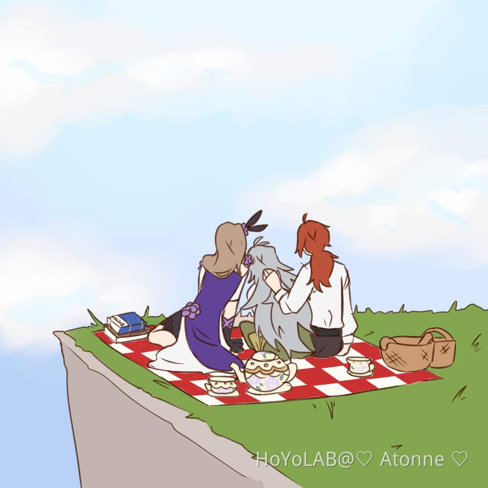 THEM!! Razor, Lisa, and Diluc on a picnic! ヽ( ﾟ ﾟ)ノ Genshin Impact ...