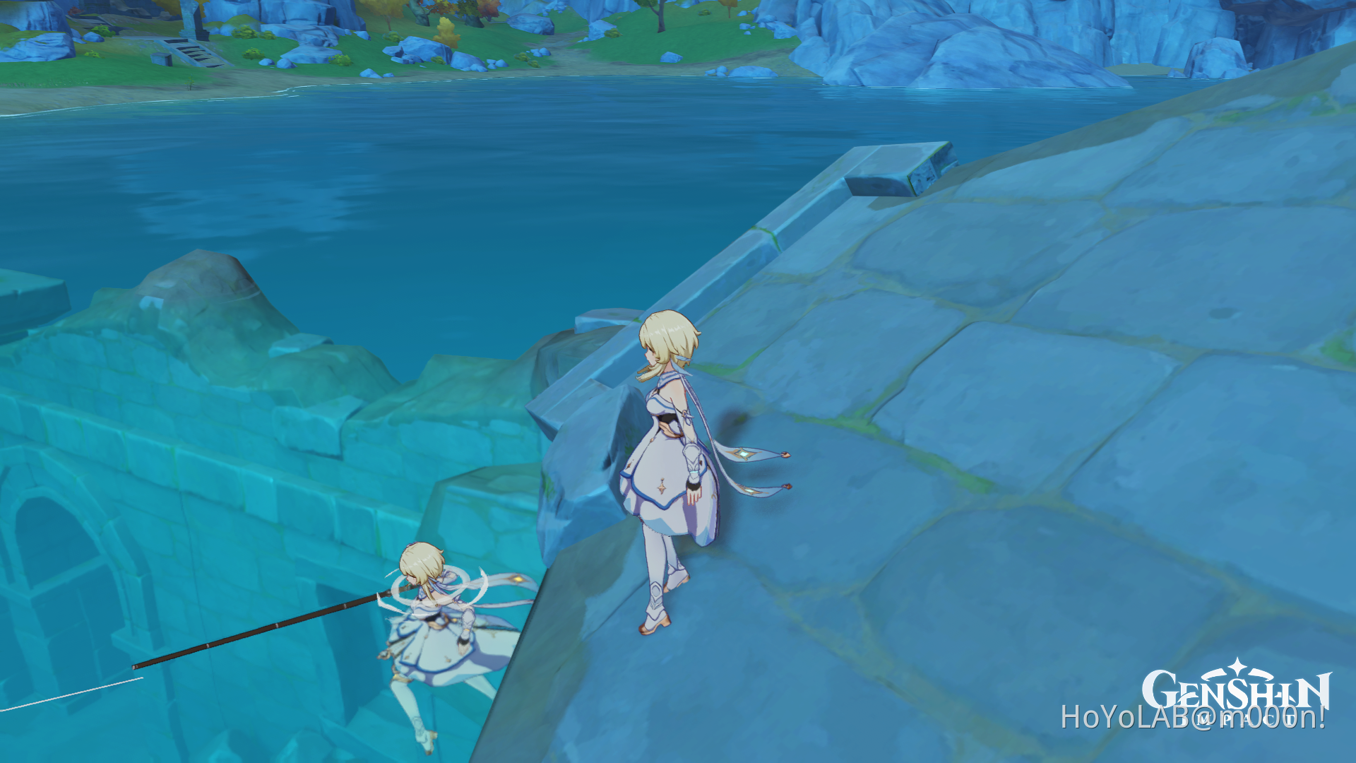 traveler fishing while in the water Genshin Impact | HoYoLAB