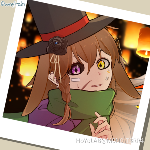 HoYo lab on dark mode +a picrew of my genshin impact oc (three actually ...