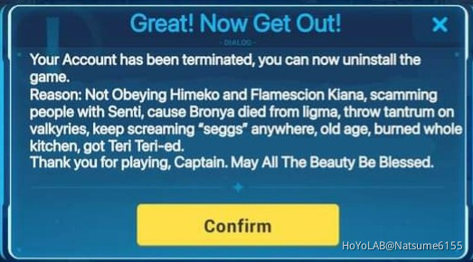 acc terminated? Honkai Impact 3rd | HoYoLAB