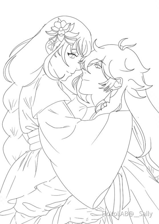 | ZhongEi Fanart Lineart by me - Marriage | Genshin Impact | HoYoLAB