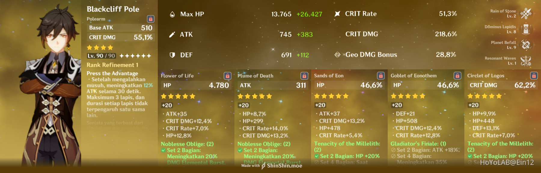 Build Zhongli versi ane(f2pbtw) Genshin Impact | HoYoLAB