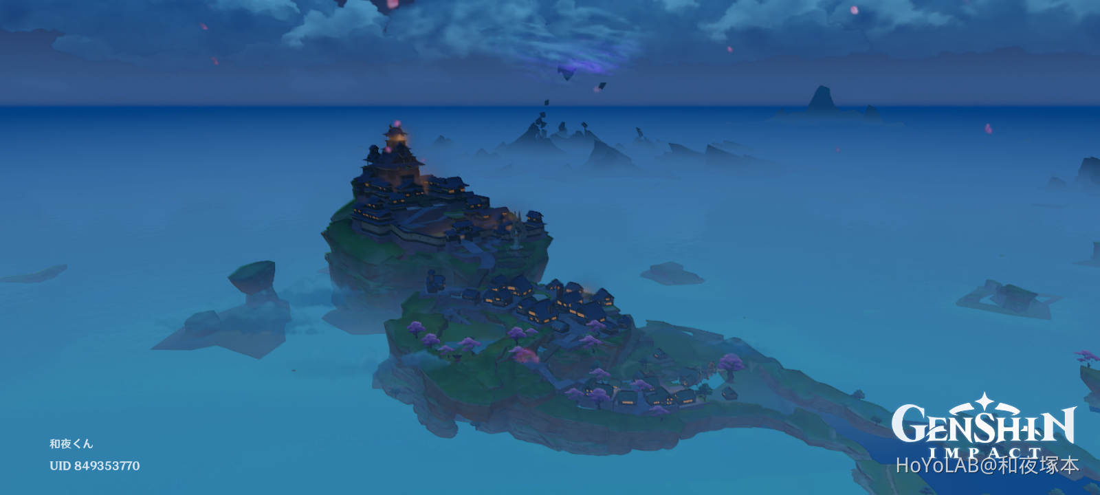 Inazuma City and a Cherry Blossom Tree at night Genshin Impact | HoYoLAB