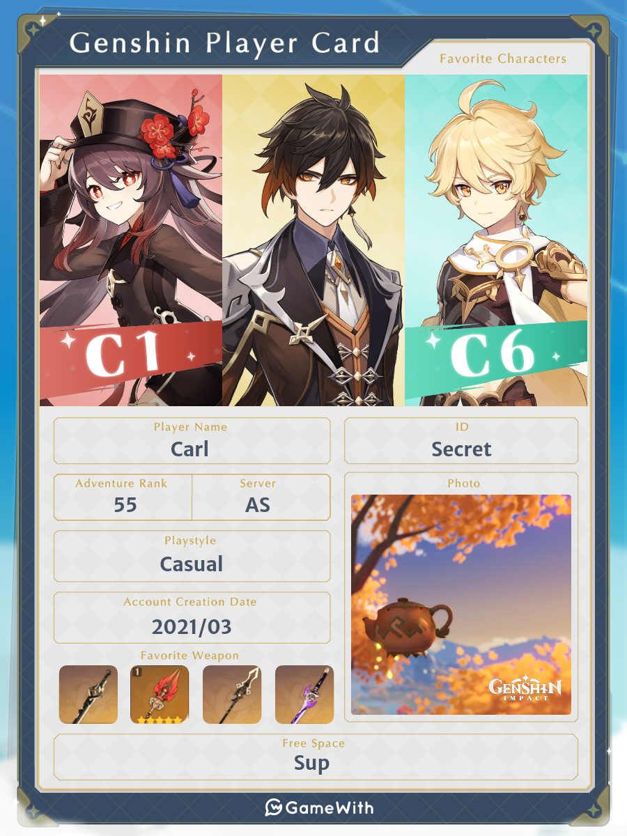 Genshin Player Card Genshin Impact | HoYoLAB