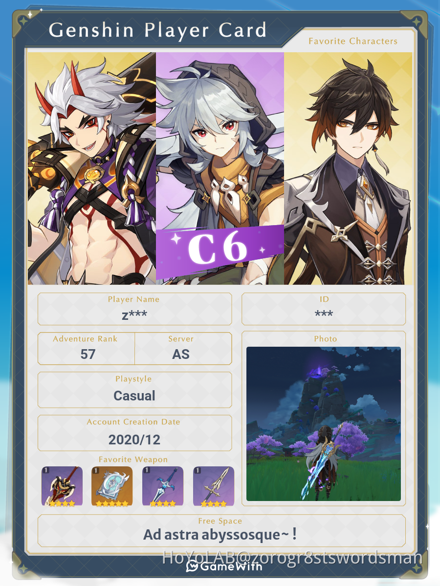 genshin player card Genshin Impact | HoYoLAB