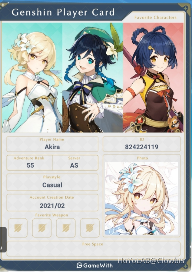 genshin player card Genshin Impact | HoYoLAB