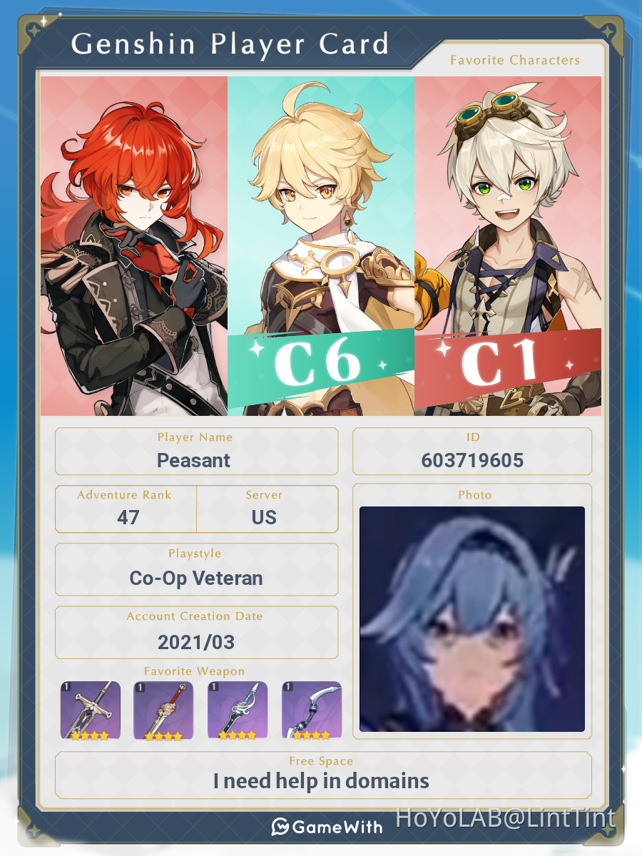 My Acc! Genshin Impact | HoYoLAB