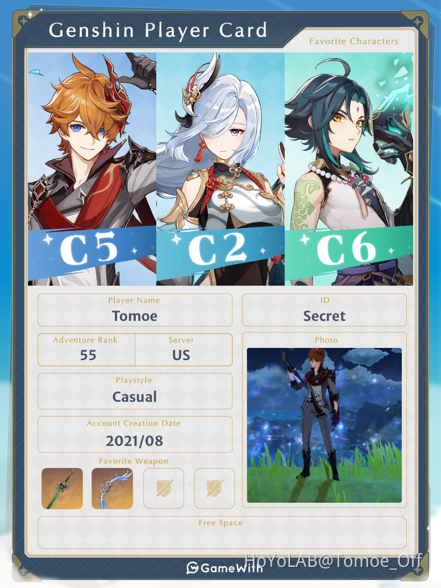 Genshin card Genshin Impact | HoYoLAB