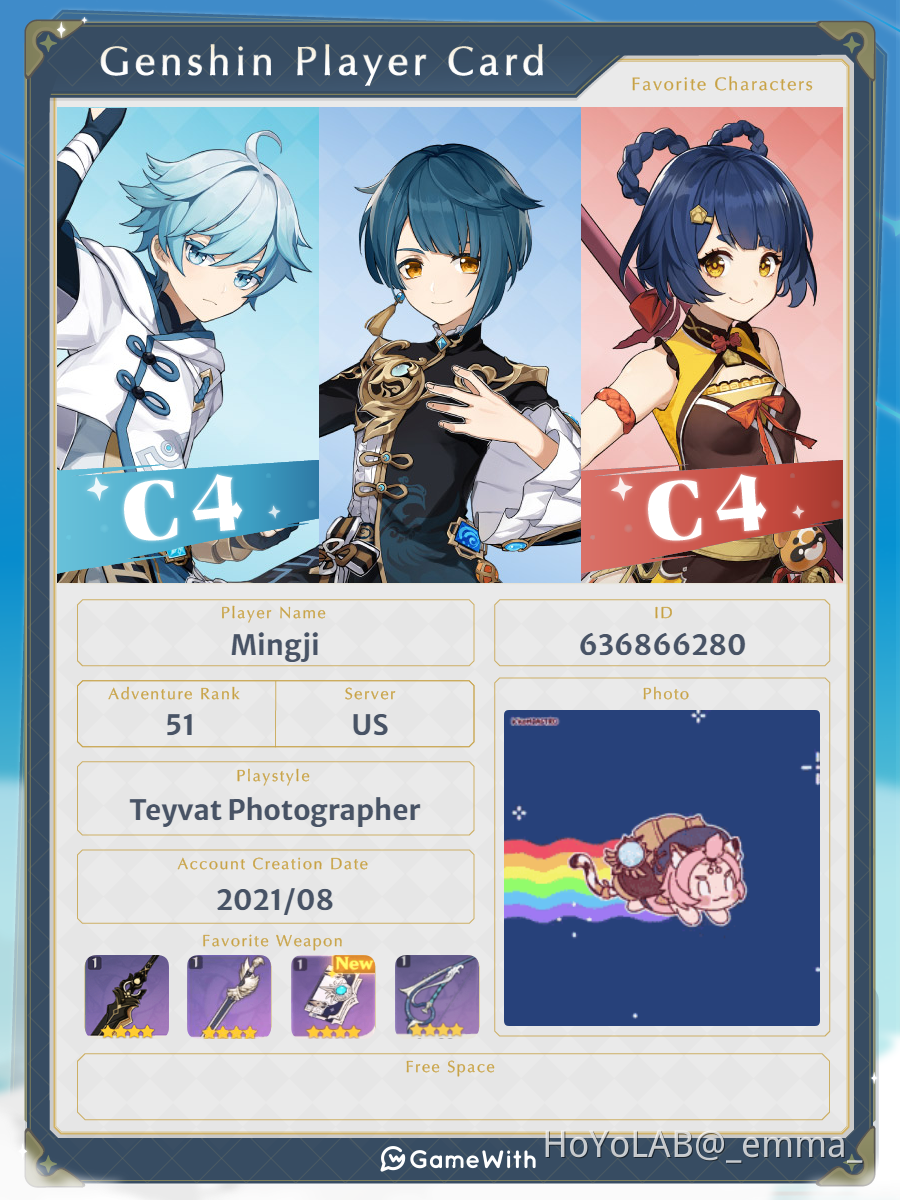Genshin Player Card Genshin Impact | HoYoLAB