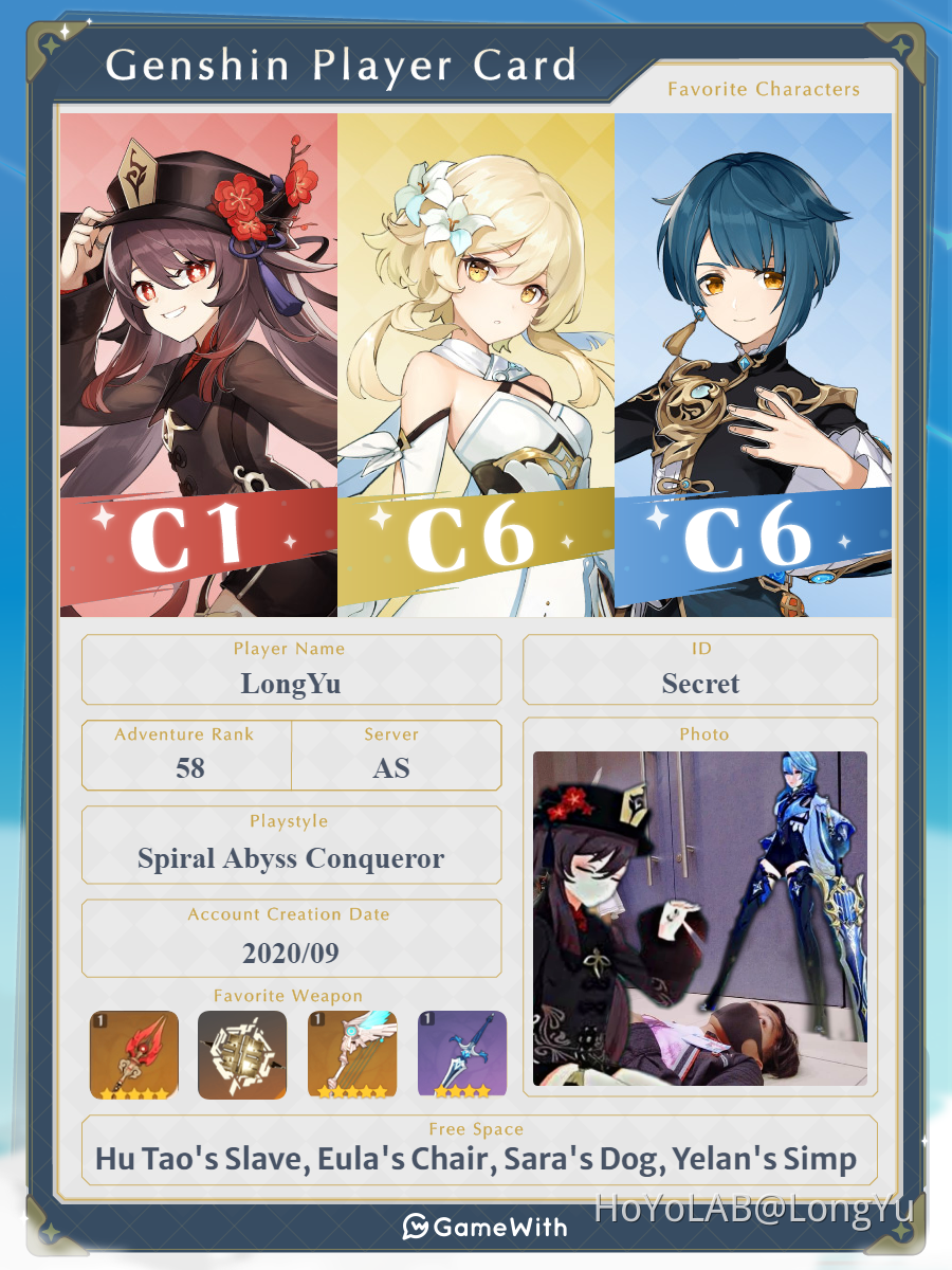 Genshin Player Card Genshin Impact | HoYoLAB