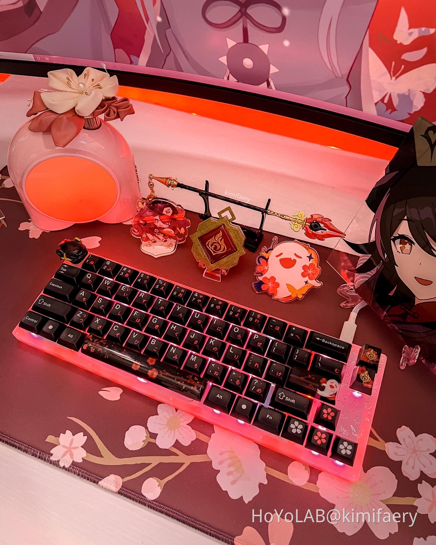 Hu Tao inspired mechanical keyboard 💮🎴 Genshin Impact | HoYoLAB