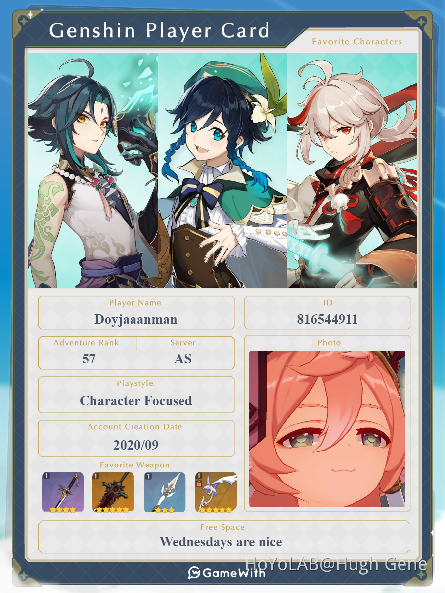 My genshin card Genshin Impact | HoYoLAB