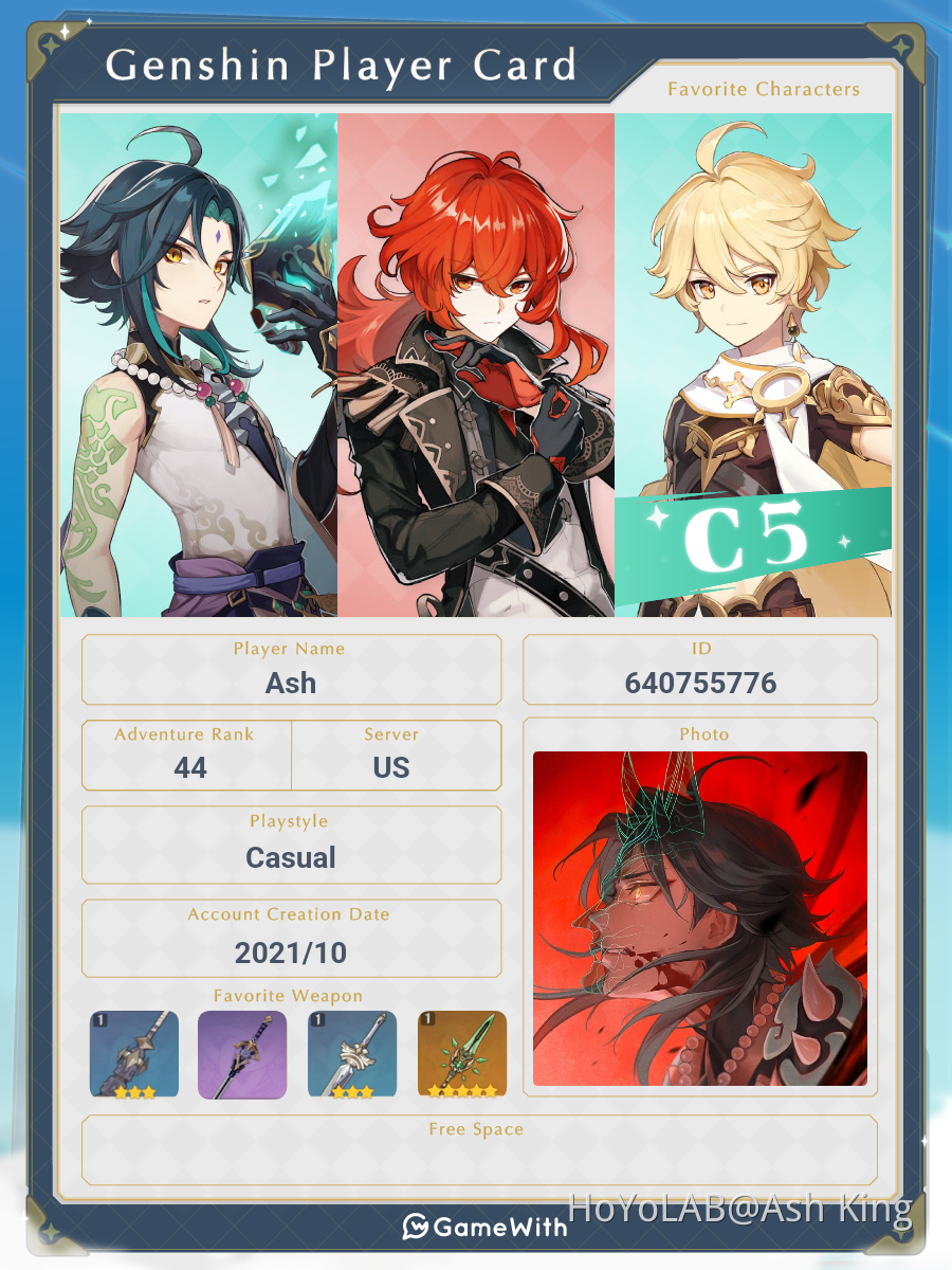 Genshin Impact Player Card Genshin Impact | HoYoLAB