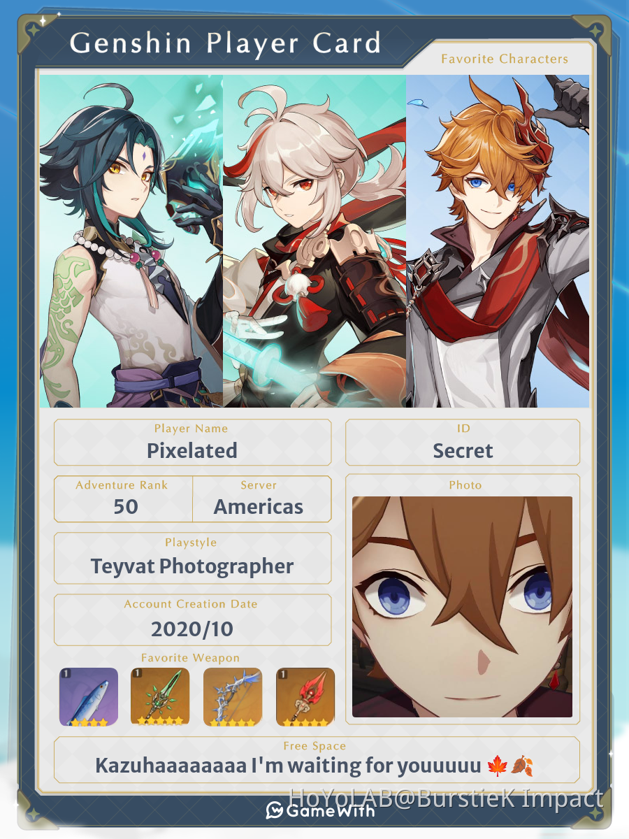 Genshin Player Card Genshin Impact | HoYoLAB
