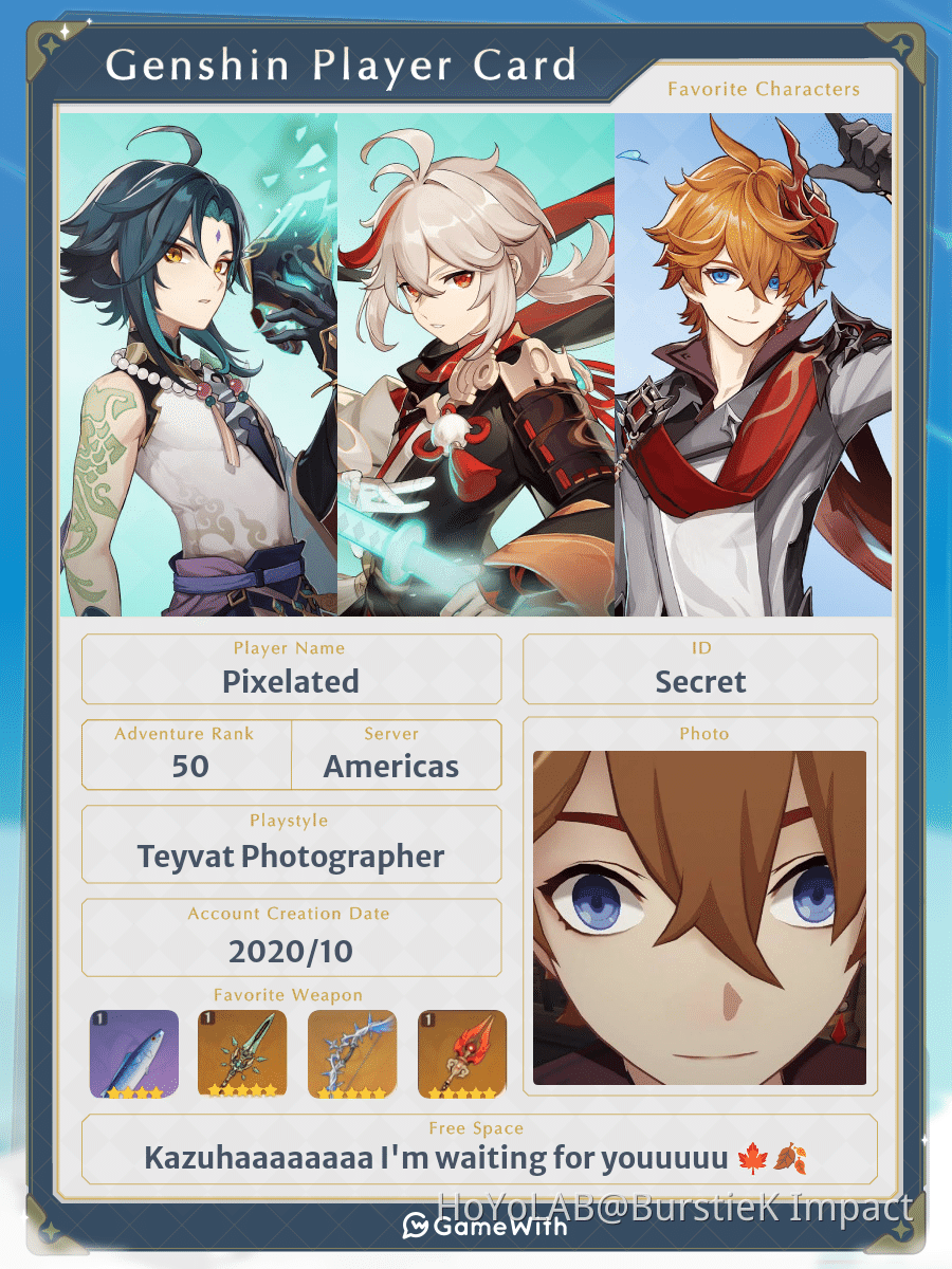 Genshin Player Card Genshin Impact | HoYoLAB