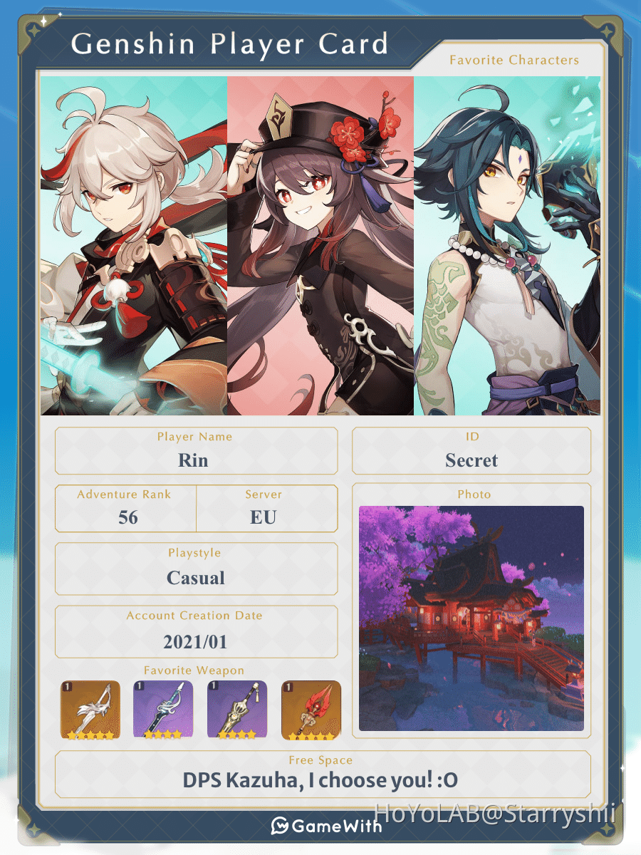 Genshin player card. | Genshin Impact | HoYoLAB