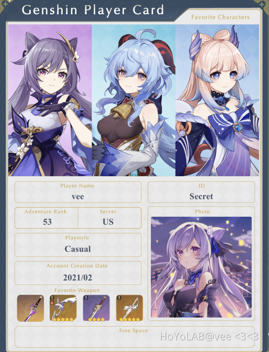 genshin player card ^^ Genshin Impact | HoYoLAB