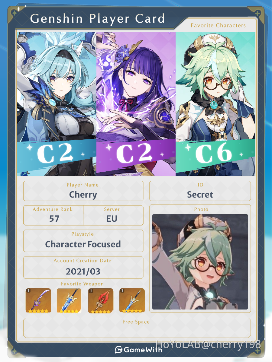 Genshin player card :) Genshin Impact | HoYoLAB