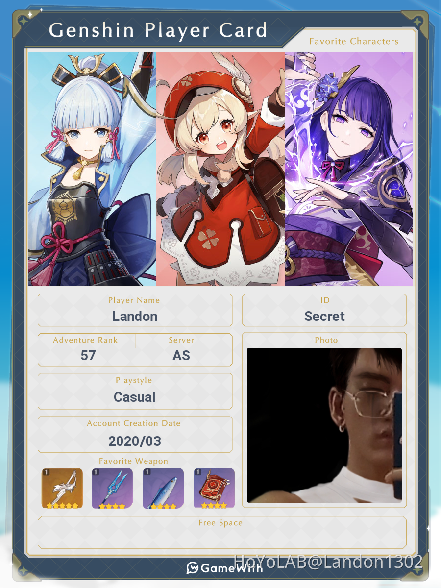 self introduction card Genshin Impact | HoYoLAB