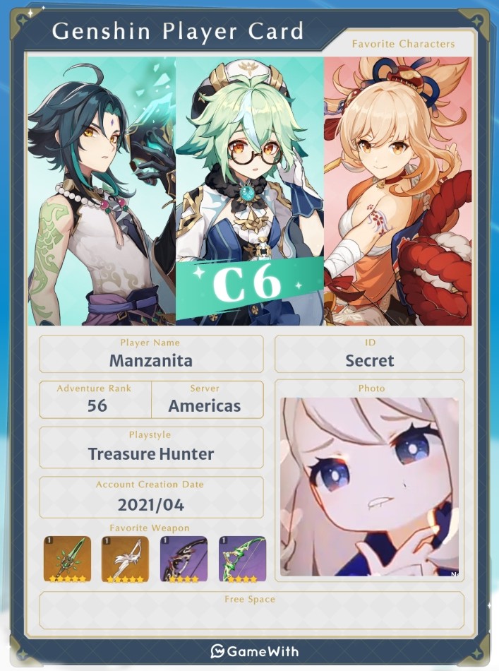 Genshin player card Genshin Impact | HoYoLAB