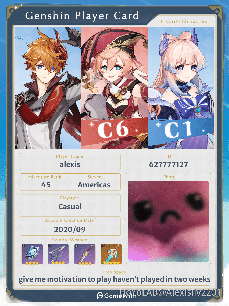 genshin game card!!! | Genshin Impact | HoYoLAB