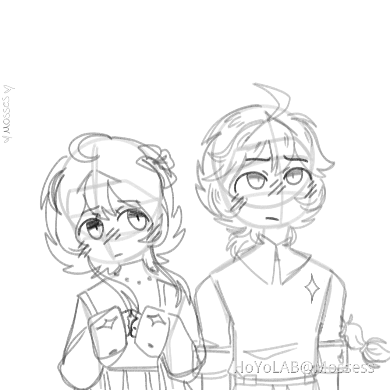 Lumine & Aether sketch •u• | Genshin Impact | HoYoLAB