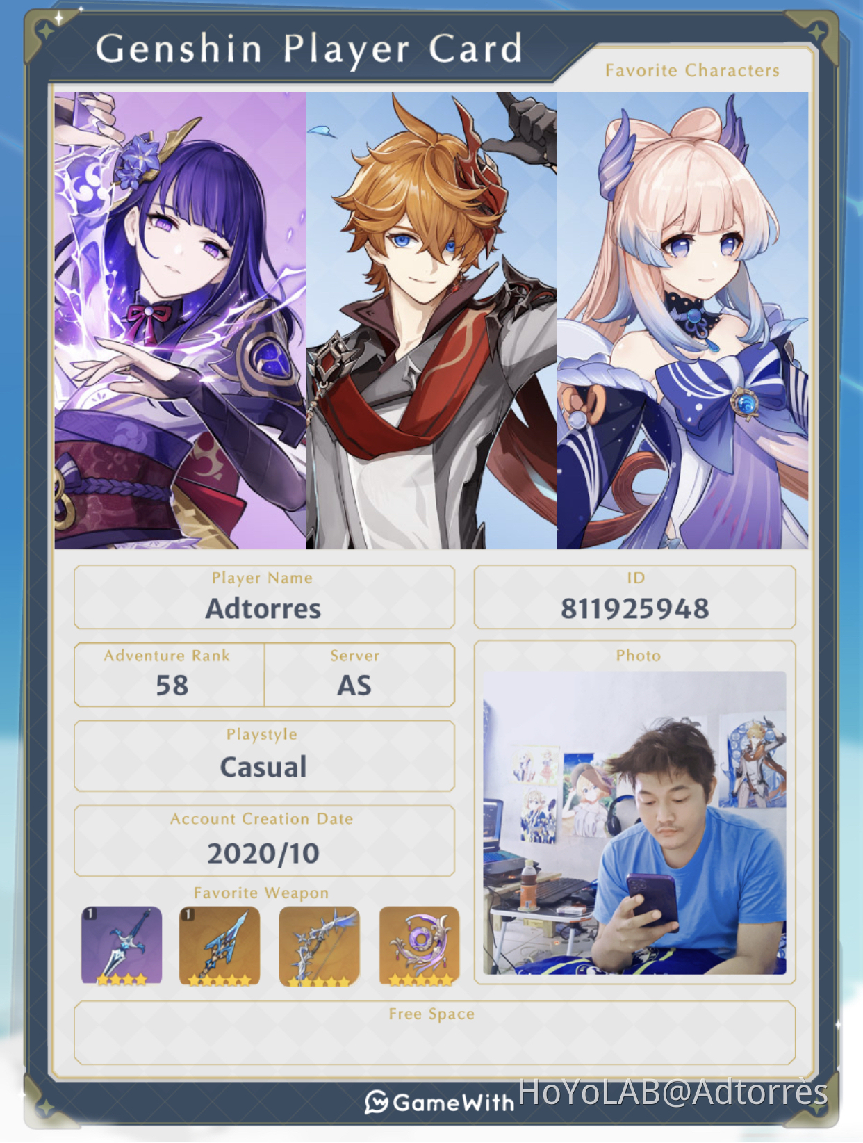 Genshin Player Card uWu Genshin Impact | HoYoLAB