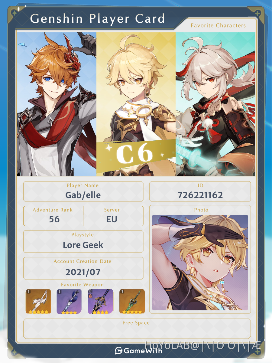 My Genshin player card Genshin Impact | HoYoLAB