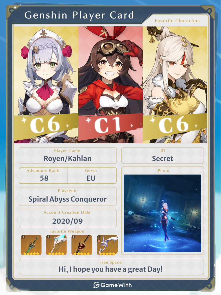 Genshin Card Genshin Impact | HoYoLAB