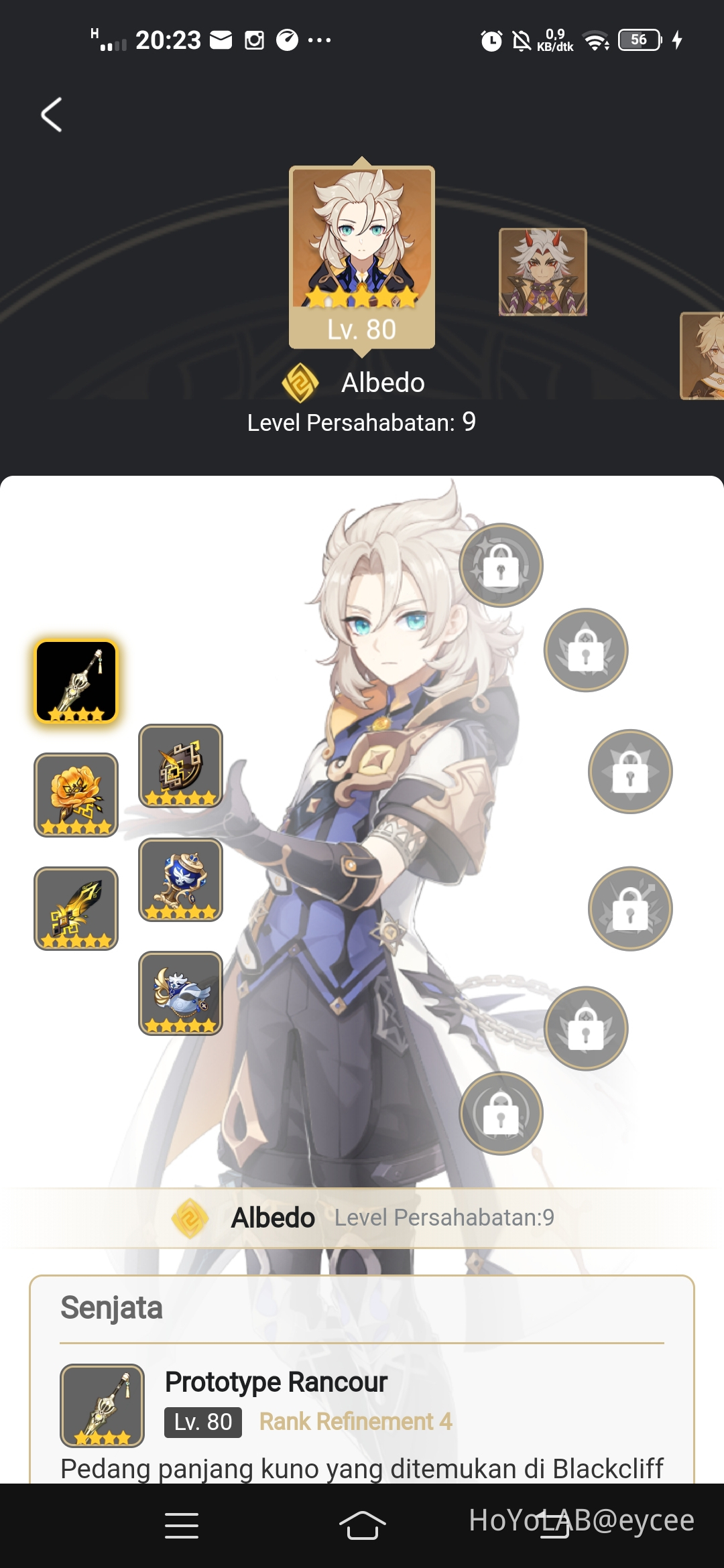maaf albedo artifact mu bakal di pake sama Zhongli besok(kalau dapat ...