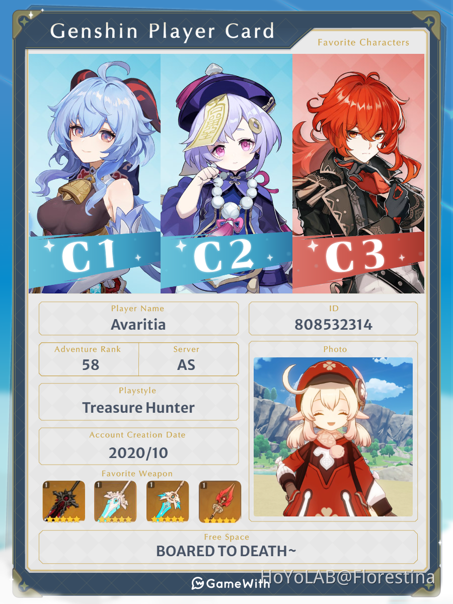 My Genshin Card Genshin Impact | HoYoLAB