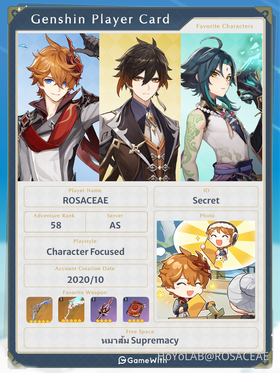 Genshin Player Card Genshin Impact | HoYoLAB